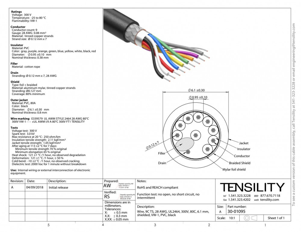 Tensility International 30-01095 product drawing