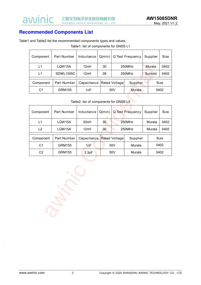 AW15085DNR datasheet page 3
