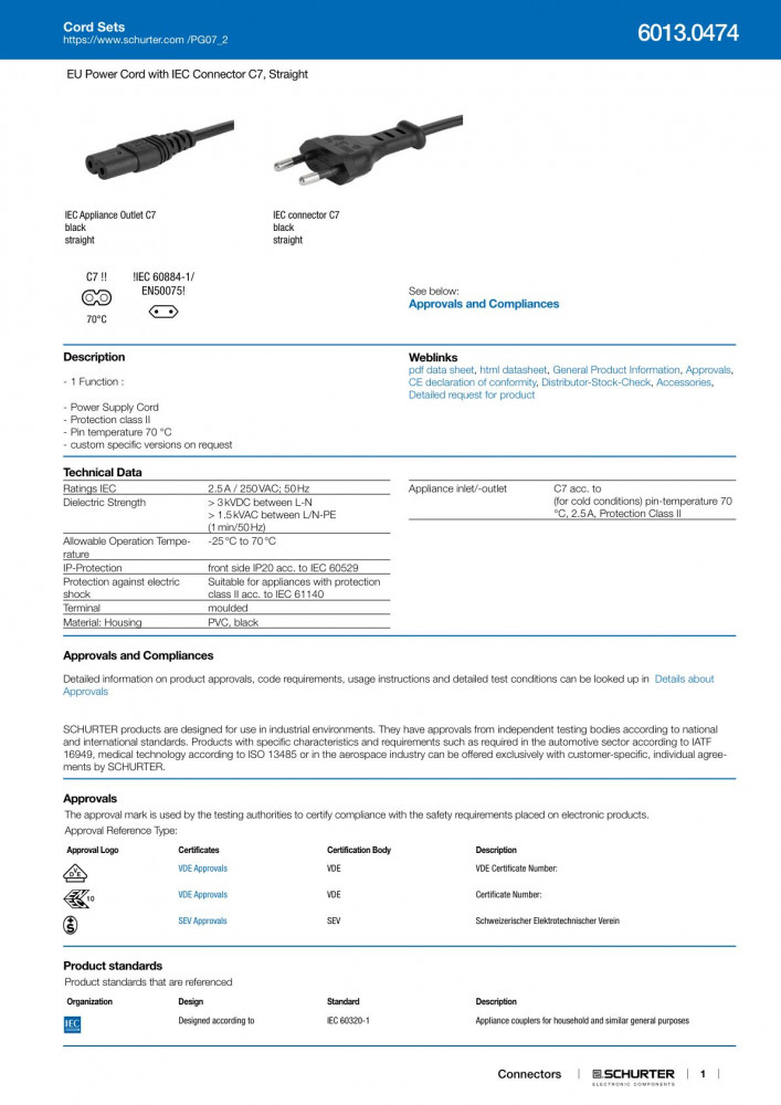 SCHURTER 6013.0474 technical document page 1
