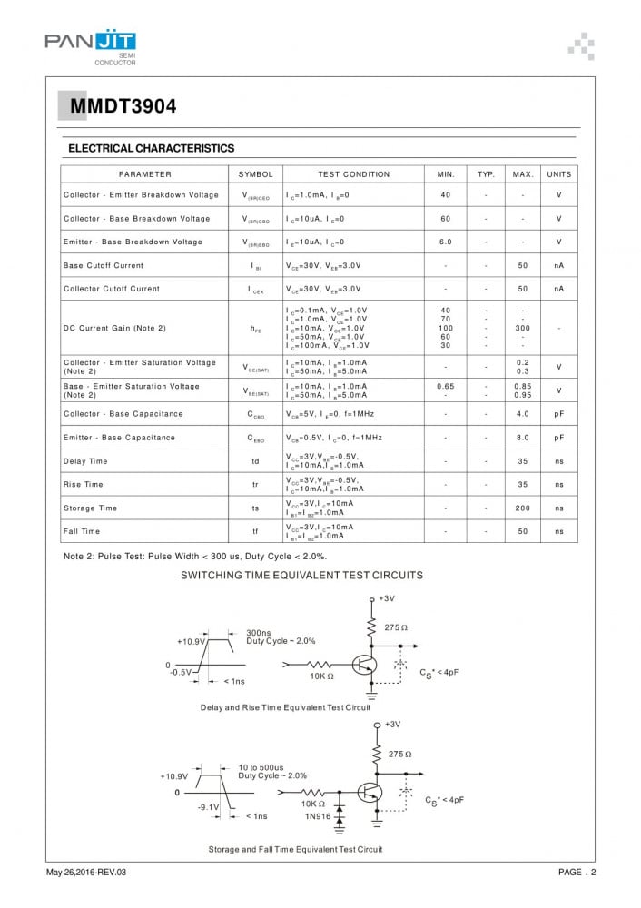 PANJIT MMDT3904 datasheet page 2