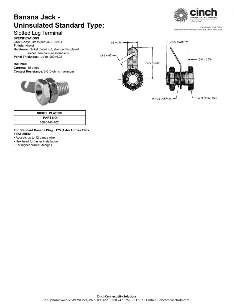 Bel Fuse 108-0740-102 product document page