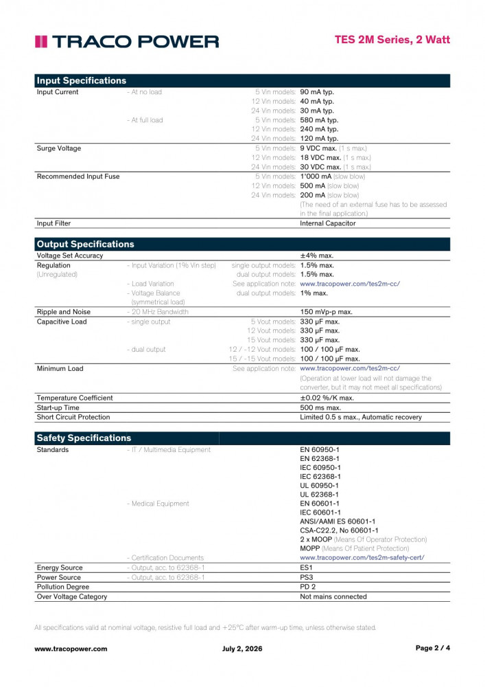 TES 2M series technical document page 2