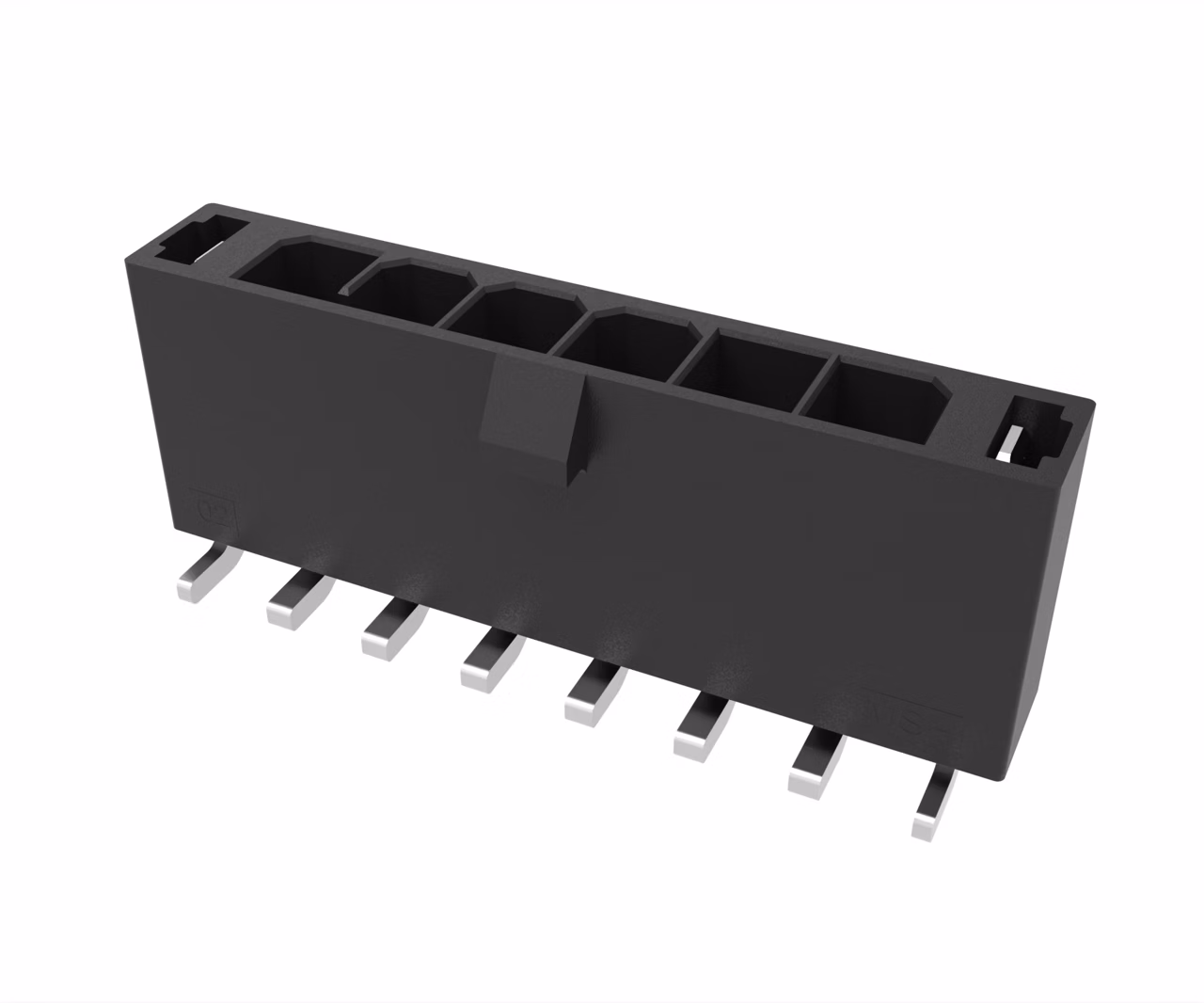 Mini-Fit Max Vertical Header, Single Row, Surface Mount, 6 Circuits, Matte Tin (Sn) Plating, Black, Glow-Wire Capable, with Pick-and-Place Tape, Tape and Reel for sale