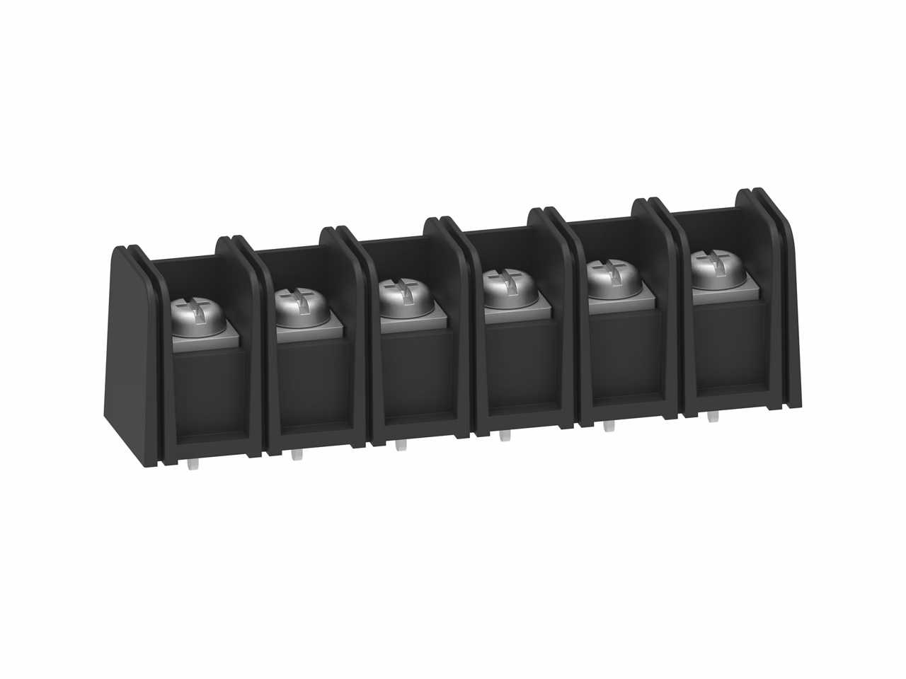 11.13mm Pitch, Single Row, Tri-Barrier Terminal Strip, without Mounting Ends, Black, 6 Circuits for sale