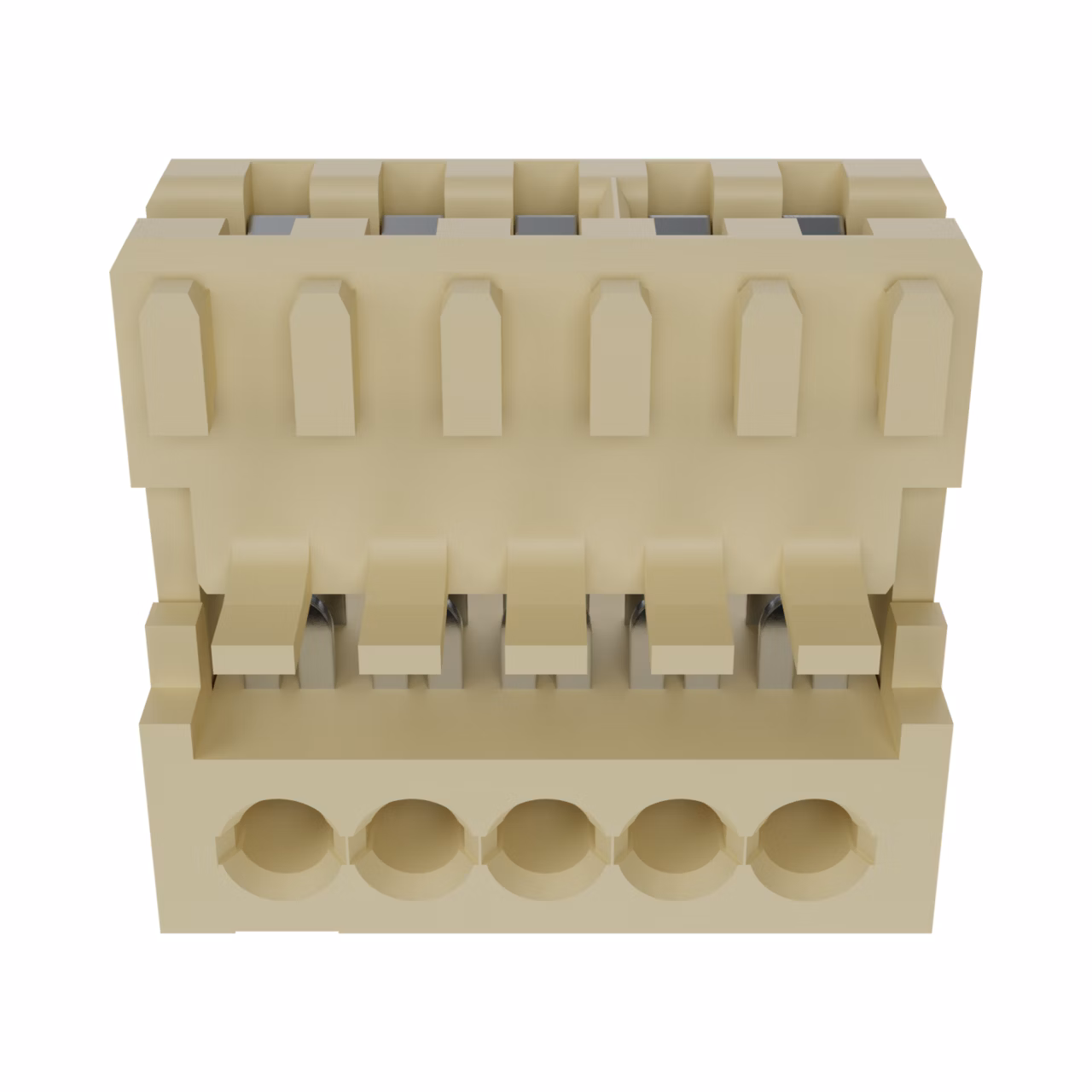 Appli-Mate RAST 2.5 IDT Connector, 2.50mm Pitch, Direct/Indirect, Female, Beaded Terminal, 5 Circuits, All Position Keys, Open Endwalls, Polarizing Rib Between 3/4 for sale