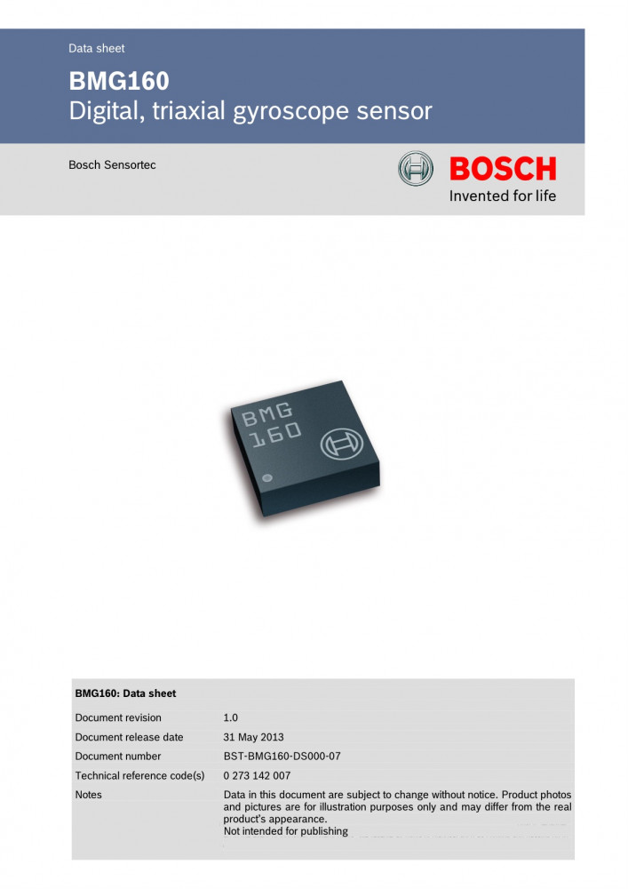 BMG160 datasheet page 1