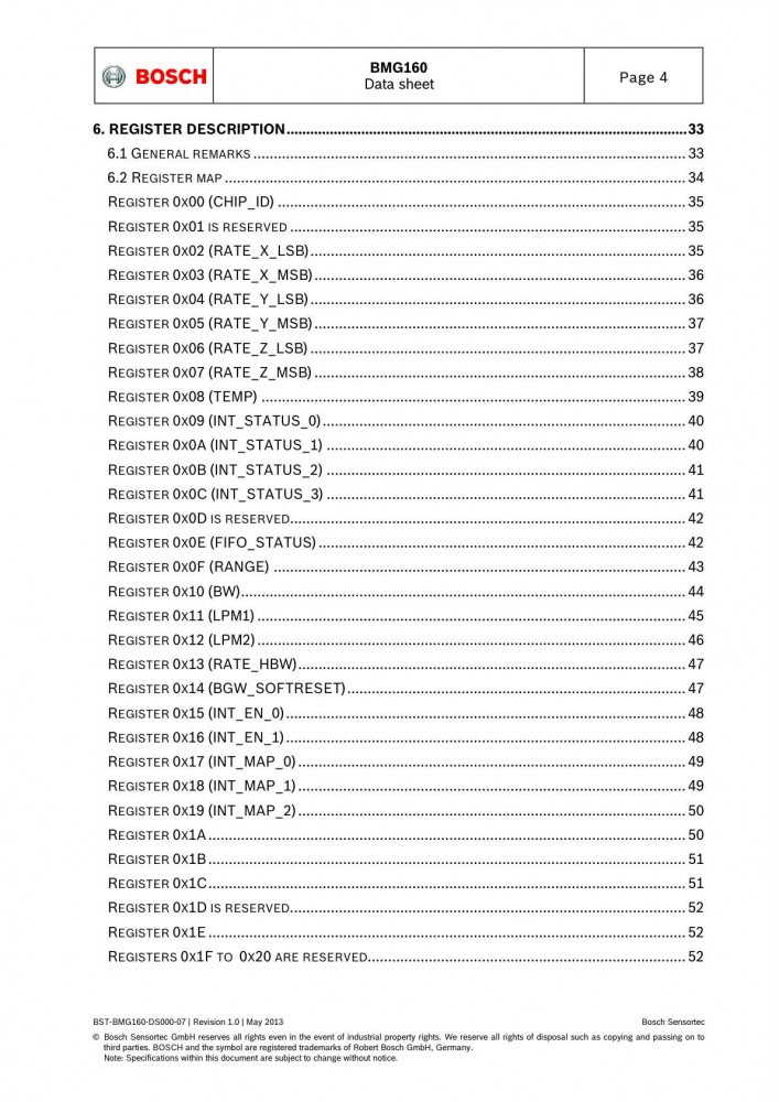 BMG160 datasheet page 4
