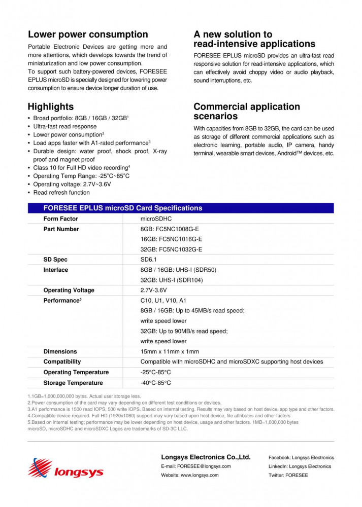 FORESEE EPLUS microSD documentation page 2