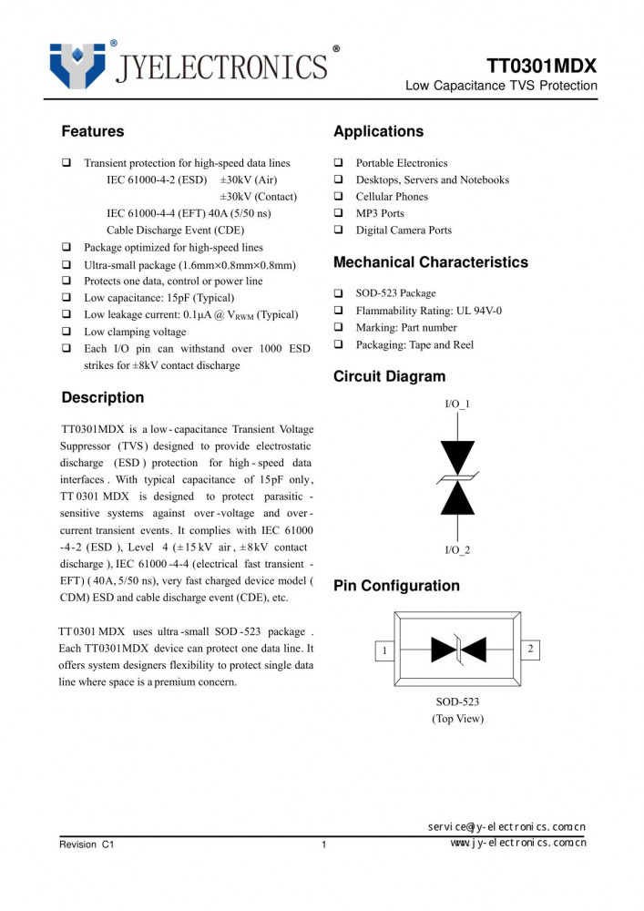 TT0301MDX technical document page 1
