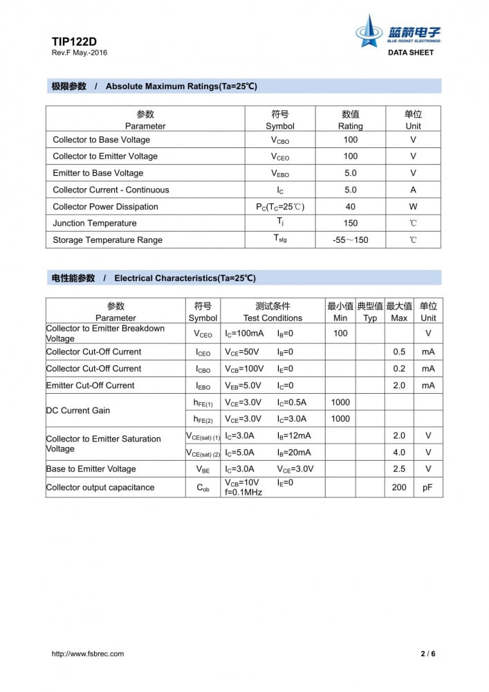TIP122D datasheet page 2