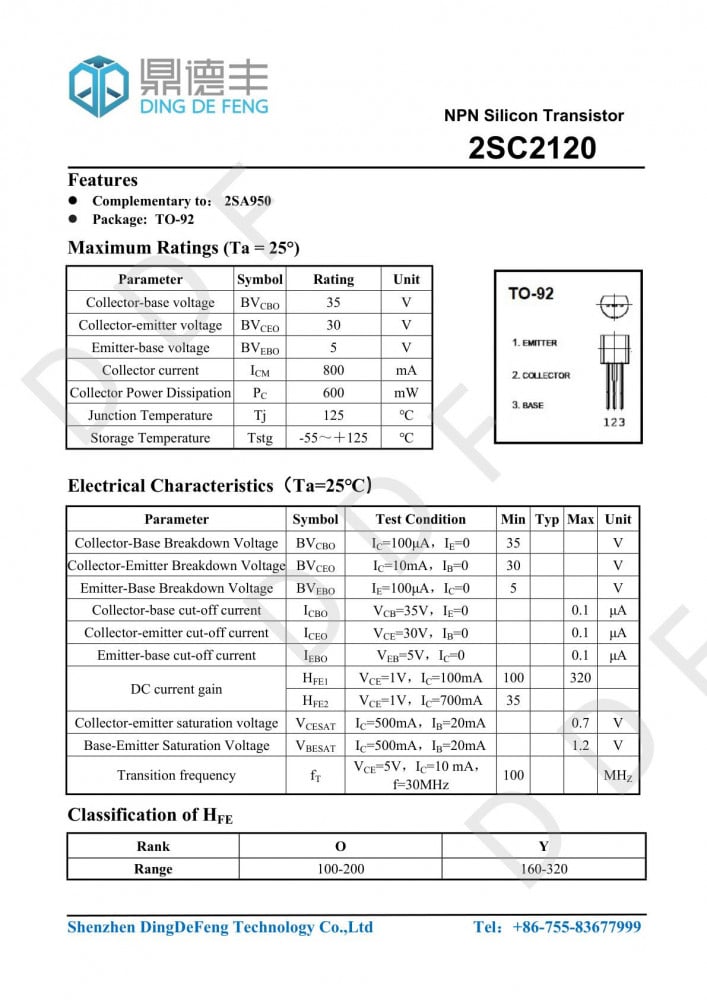 2SC2120 technical datasheet page