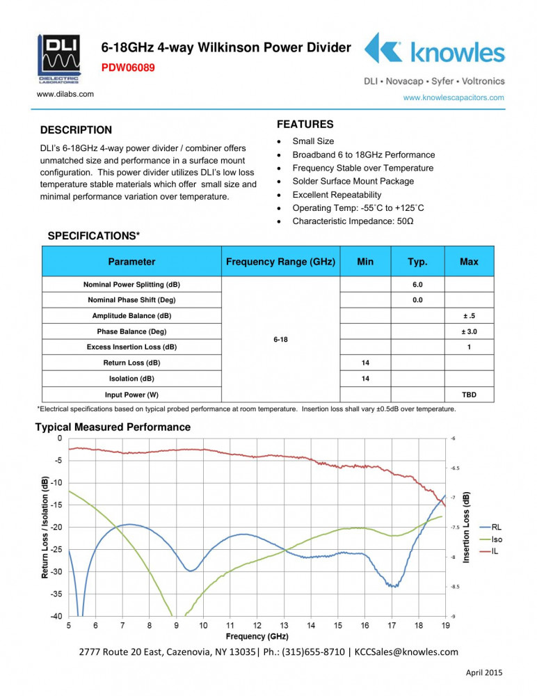PDW06089 technical specification page