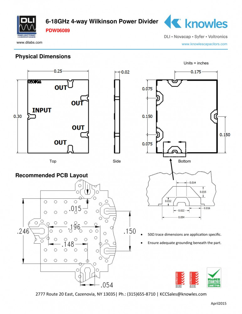 PDW06089 physical dimensions page