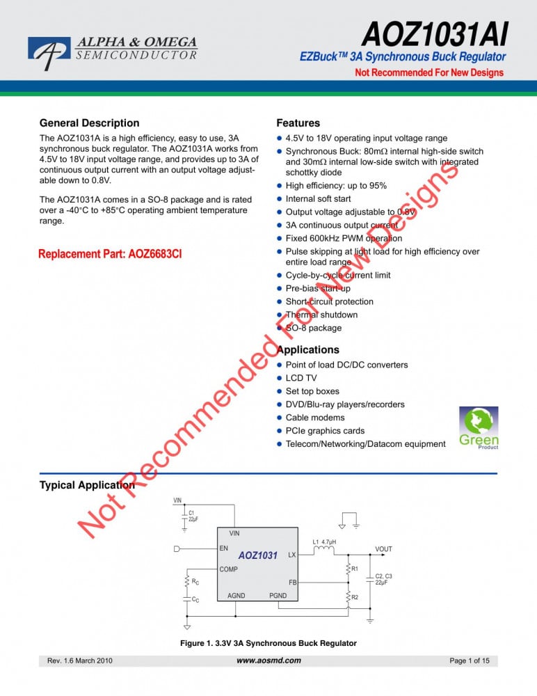 AOZ1031AI datasheet page 1