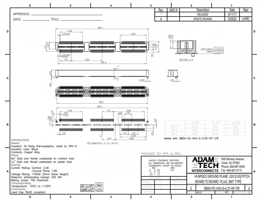 ADAM TECH BB5H-PC-120-G-4.27-HF-T/R document page 1