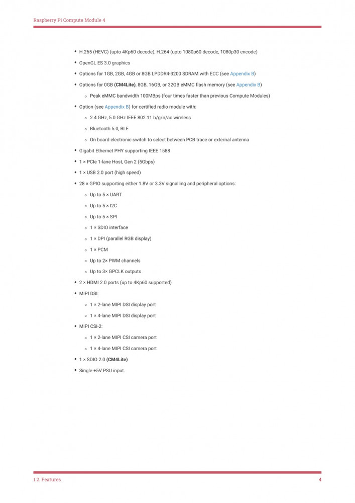 Raspberry Pi CM4 document page 5