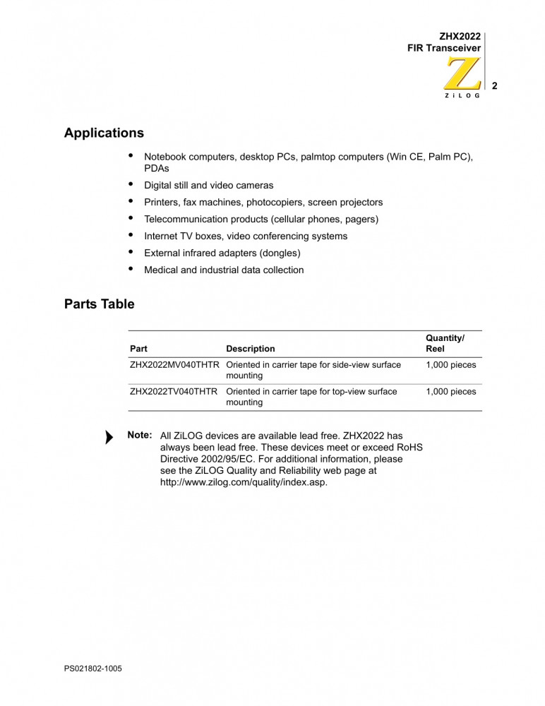 ZHX2022 product specification page 6