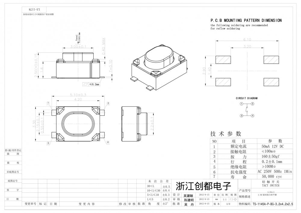 CAX TS-1145A-P-BG-3.2x4.2x2.5-160 approval sheet page 2