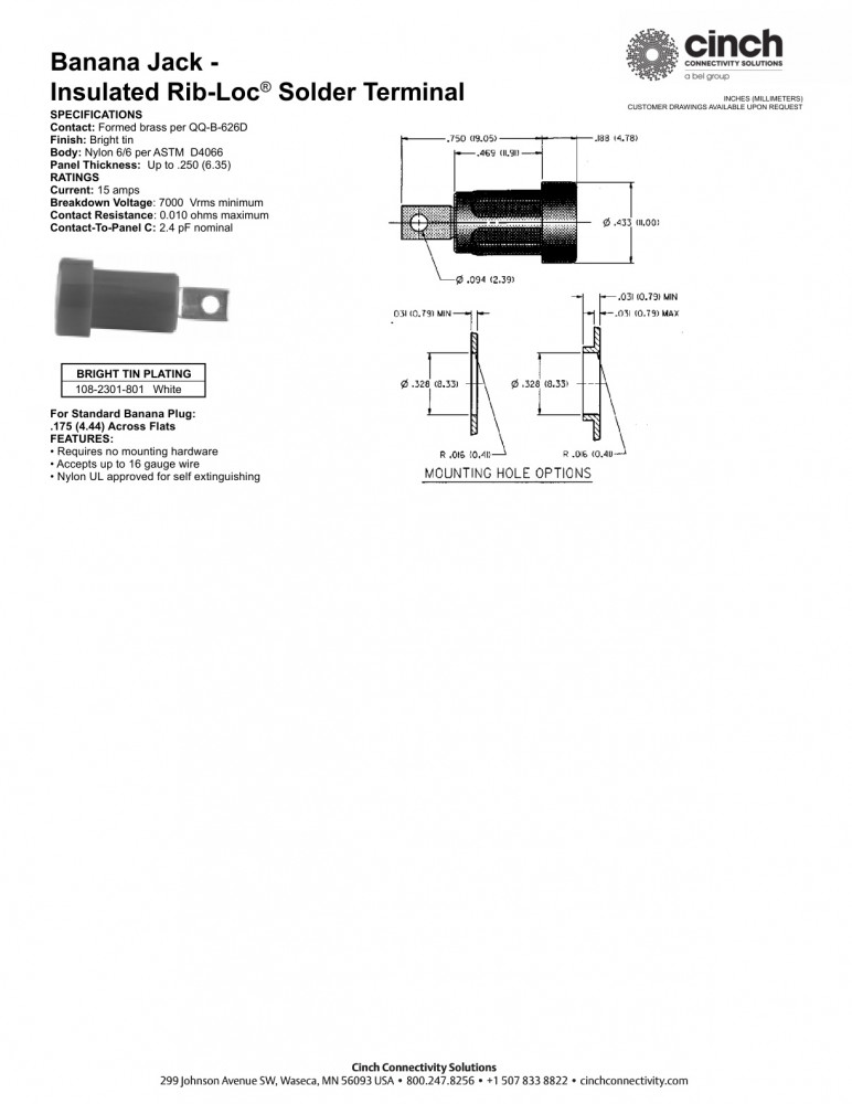 Bel Fuse 108-2301-801 technical document preview