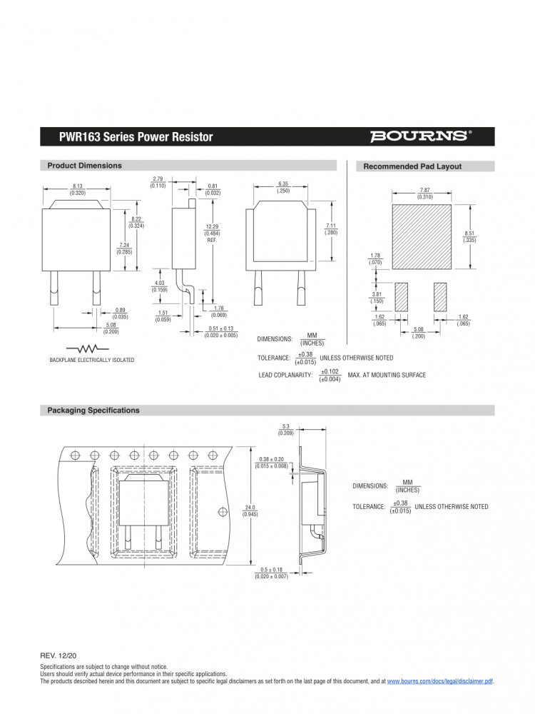 PWR163 Series datasheet page 3