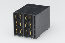 Impact 4 Pair, Right-Angle Power Receptacle, 2 Modules with Left Hold-Down, Press-Fit, LCP, Glass Filled UL94-V0, Black, Tray Packaging, Lead-Free