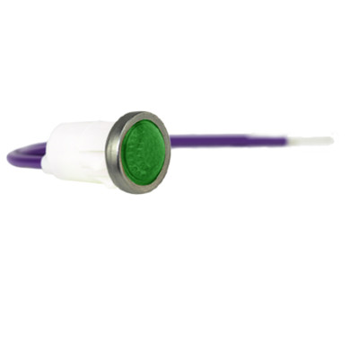 Incandescent Panel Mount Indicator Green .500″ Semi Dome 28V Wire Leads for sale