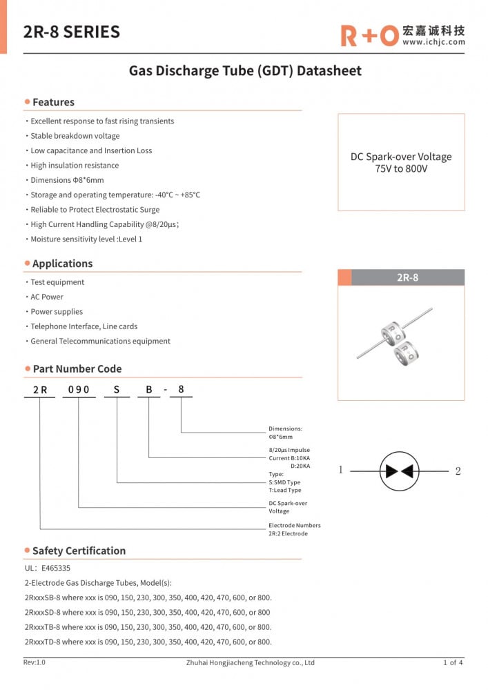 R+O GDT datasheet page 1