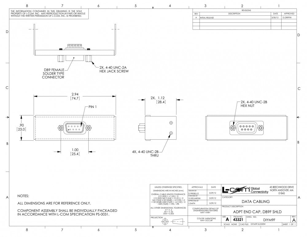 L-com DIYM9F technical document page