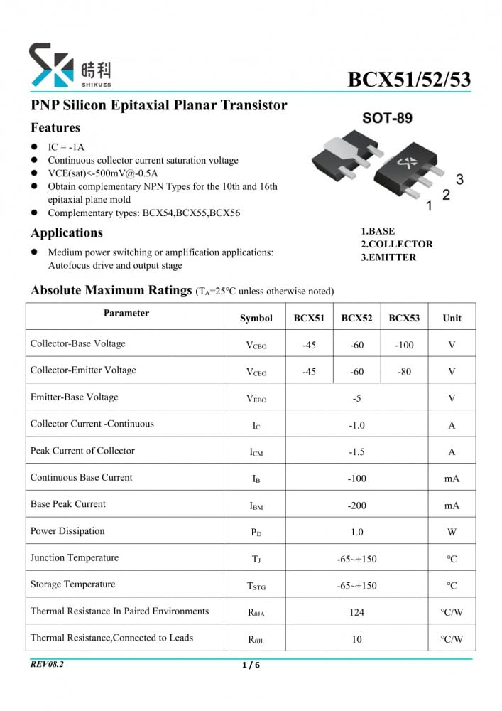 BCX53 datasheet page 1