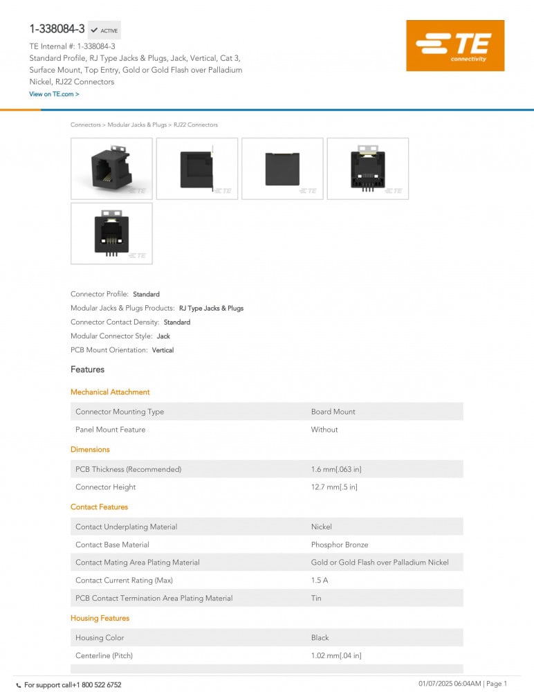 TE Connectivity 1-338084-3 technical document page 1