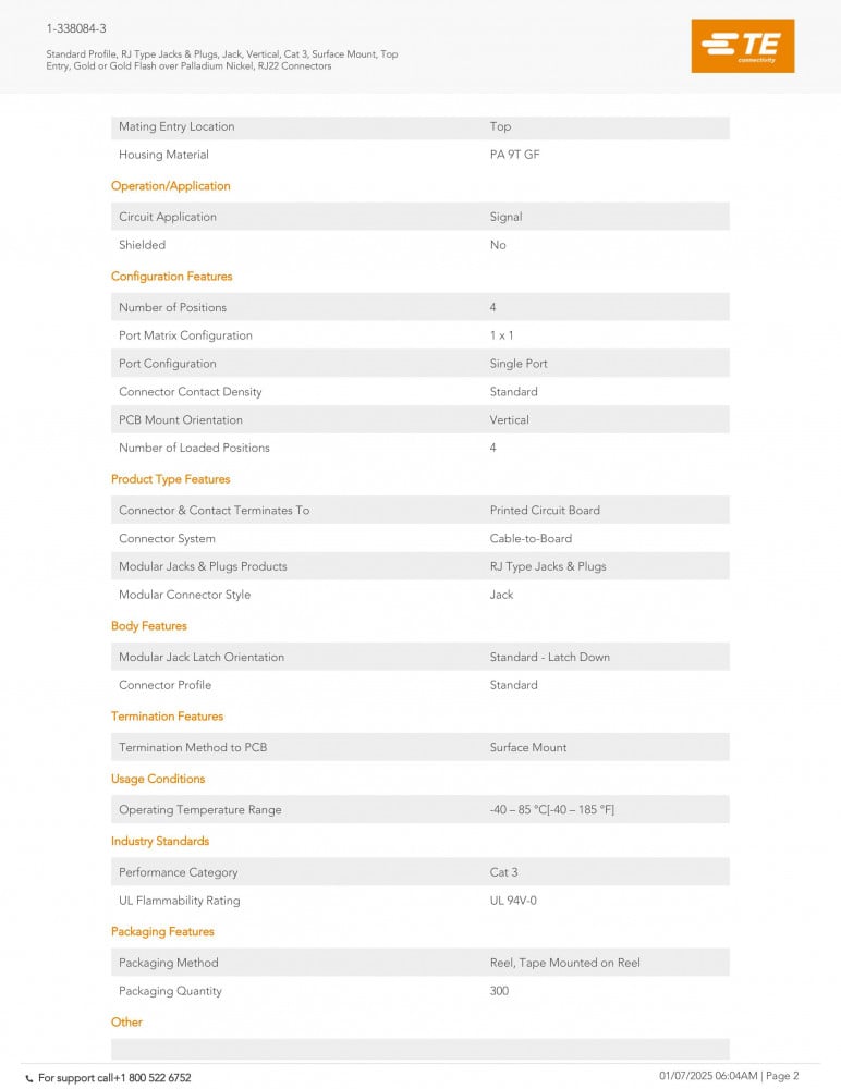 TE Connectivity 1-338084-3 technical document page 2
