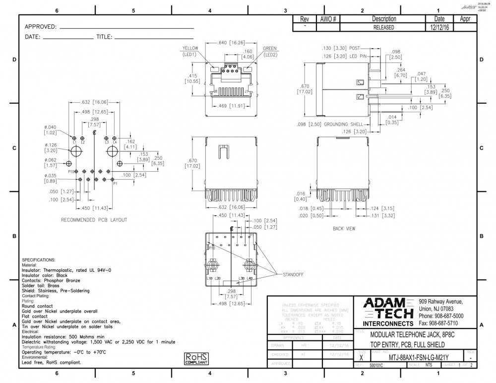 MTJ-88AX1-FSN-LG-M21Y technical document page 1