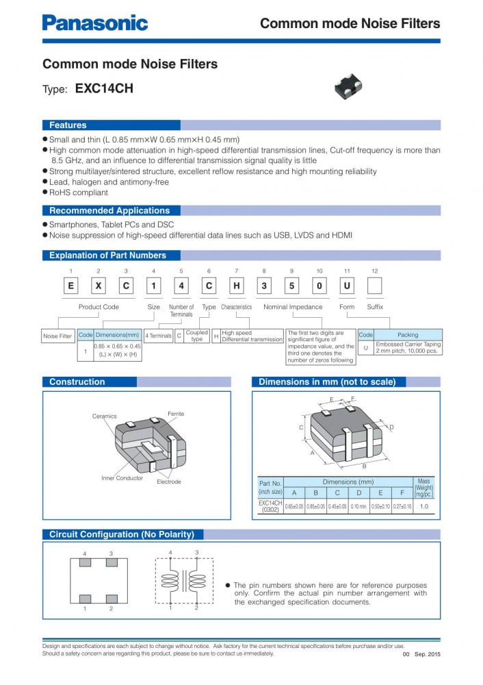 PANASONIC EXC14CH350U datasheet page 1