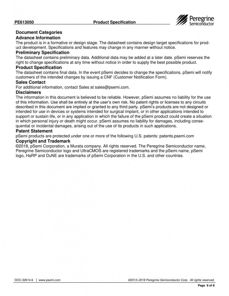 PE613050A datasheet page 9