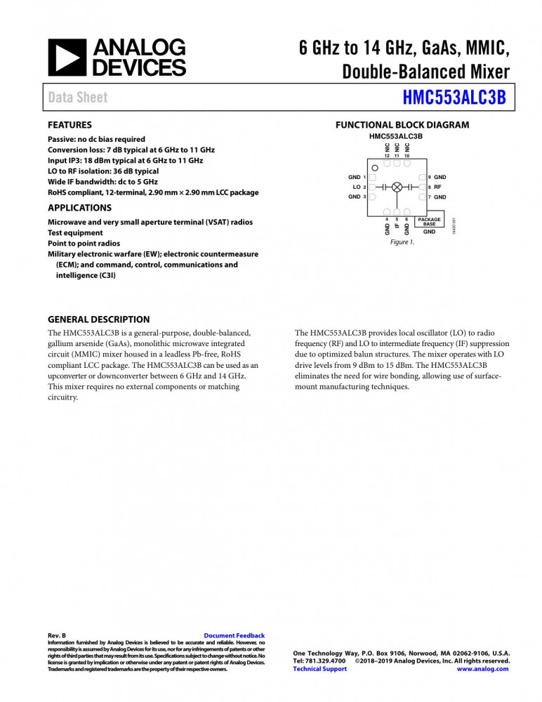 HMC553ALC3B datasheet page 1