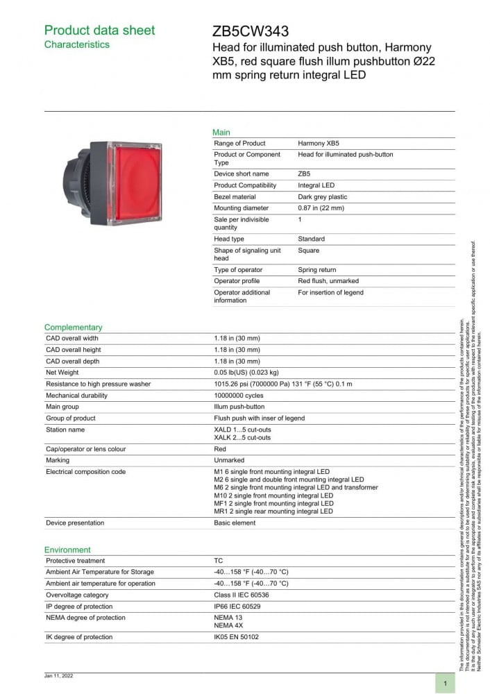 ZB5CW343 technical document page 1