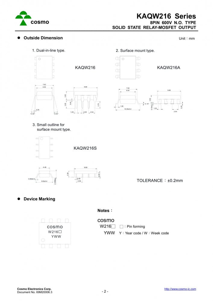 KAQW216S datasheet page 2