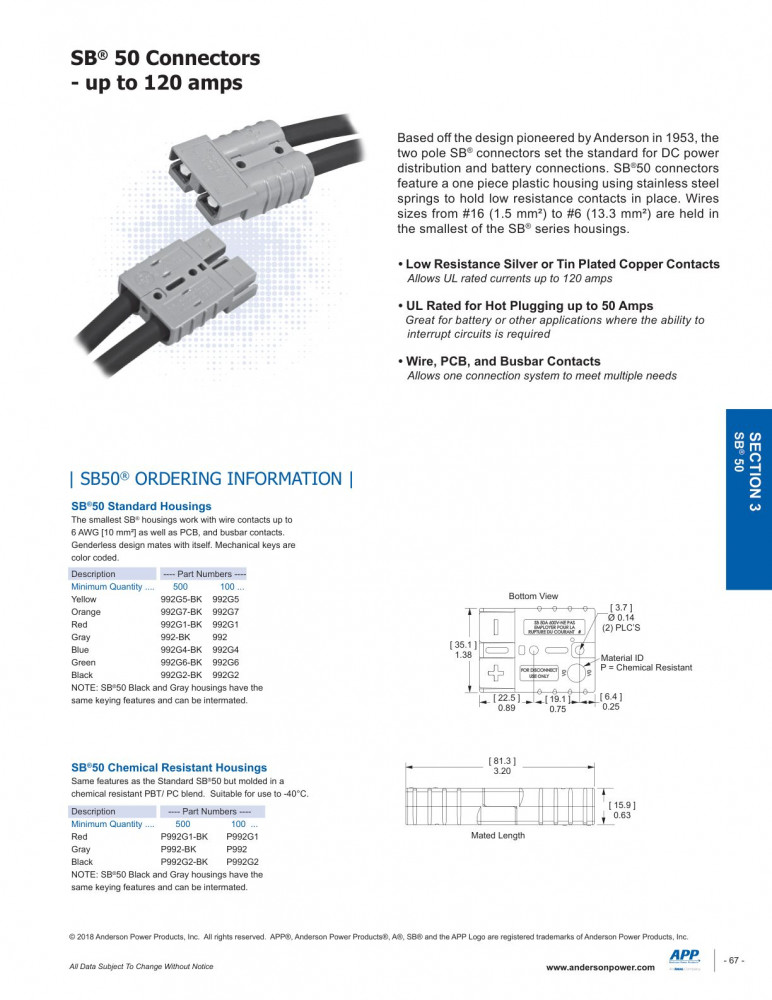 Anderson Power SB50 documentation page 1