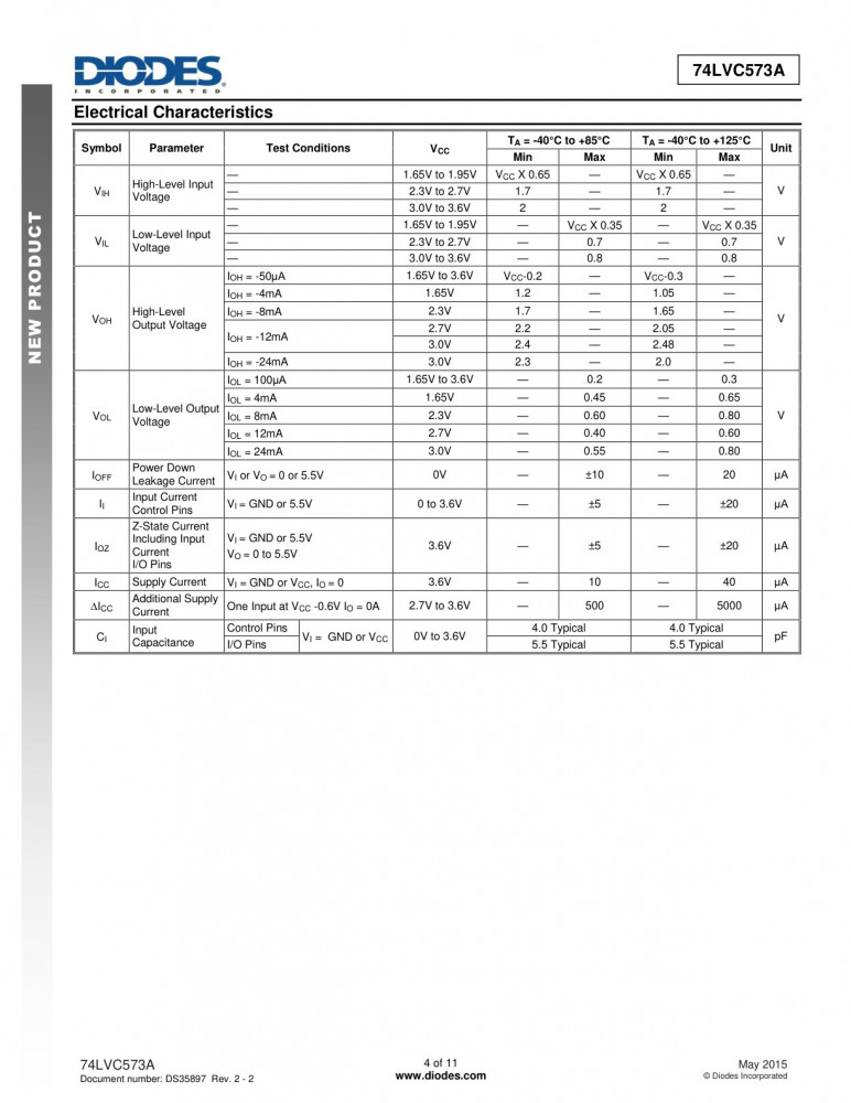 74LVC573AQ20-13 datasheet page 4