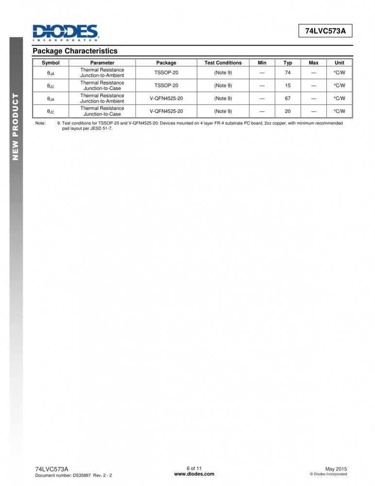 74LVC573AQ20-13 datasheet page 6