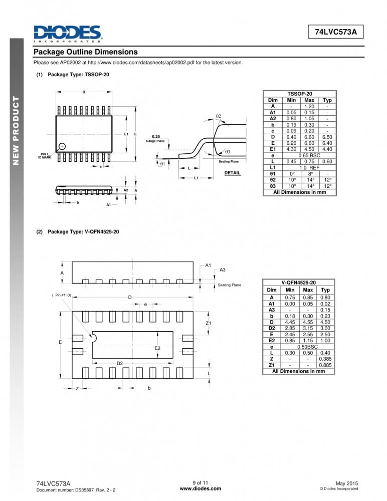74LVC573AQ20-13 datasheet page 9