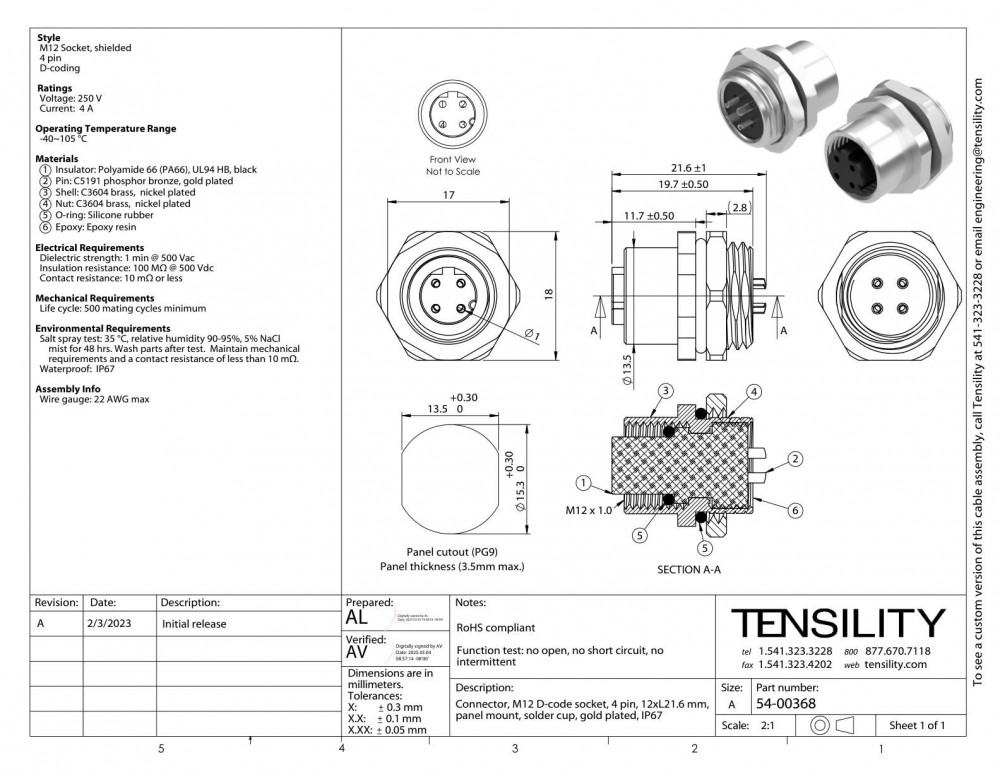 Tensility International 54-00368 product drawing preview