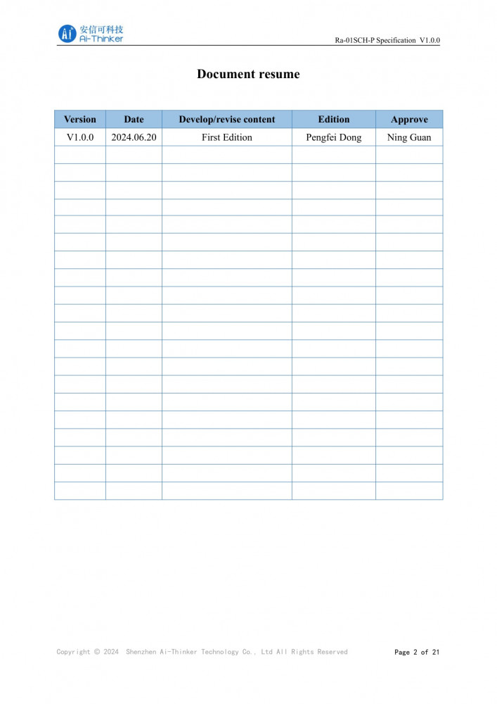 Ra-01SCH-P datasheet page 2