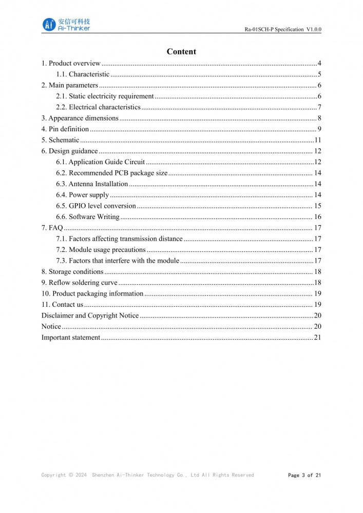 Ra-01SCH-P datasheet page 3