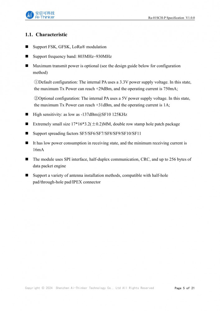 Ra-01SCH-P datasheet page 5
