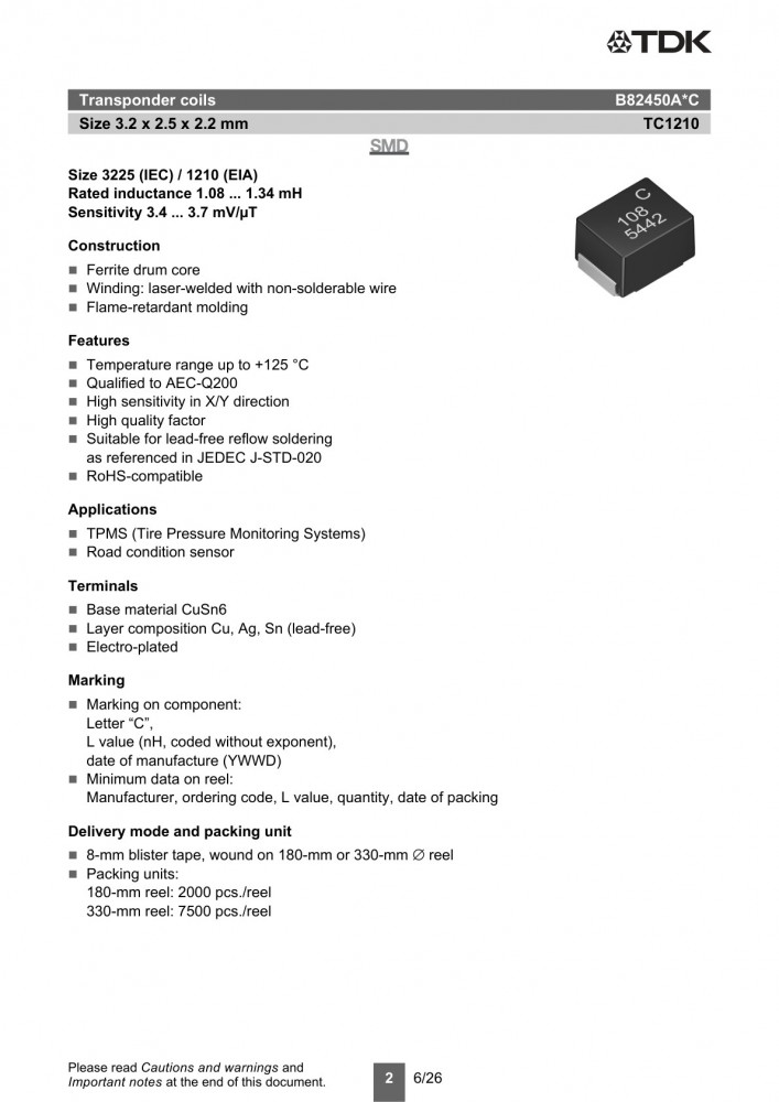 B82450A series document page 2