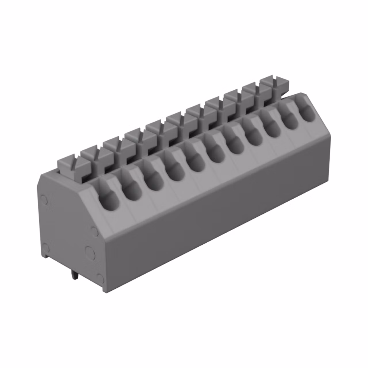 3.50mm Pitch, Eurostyle Dual Row Fixed-Mount Push-Button Terminal Block, 45° Modular, 5A, 20-16 AWG, Light Gray, 11 Circuits for sale