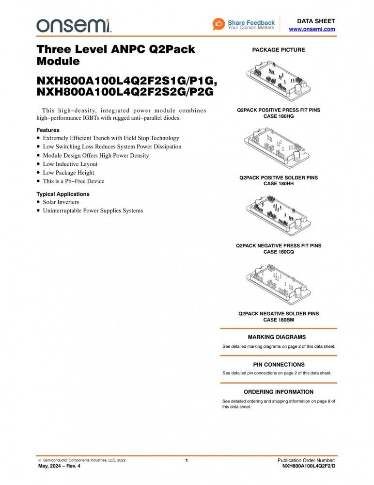 NXH800A100L4Q2F2 datasheet page 1