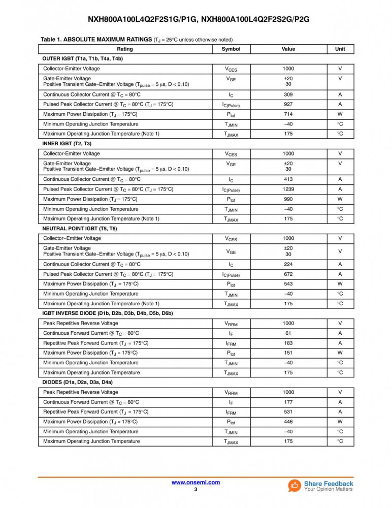 NXH800A100L4Q2F2 datasheet page 3