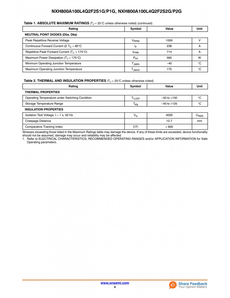 NXH800A100L4Q2F2 datasheet page 4